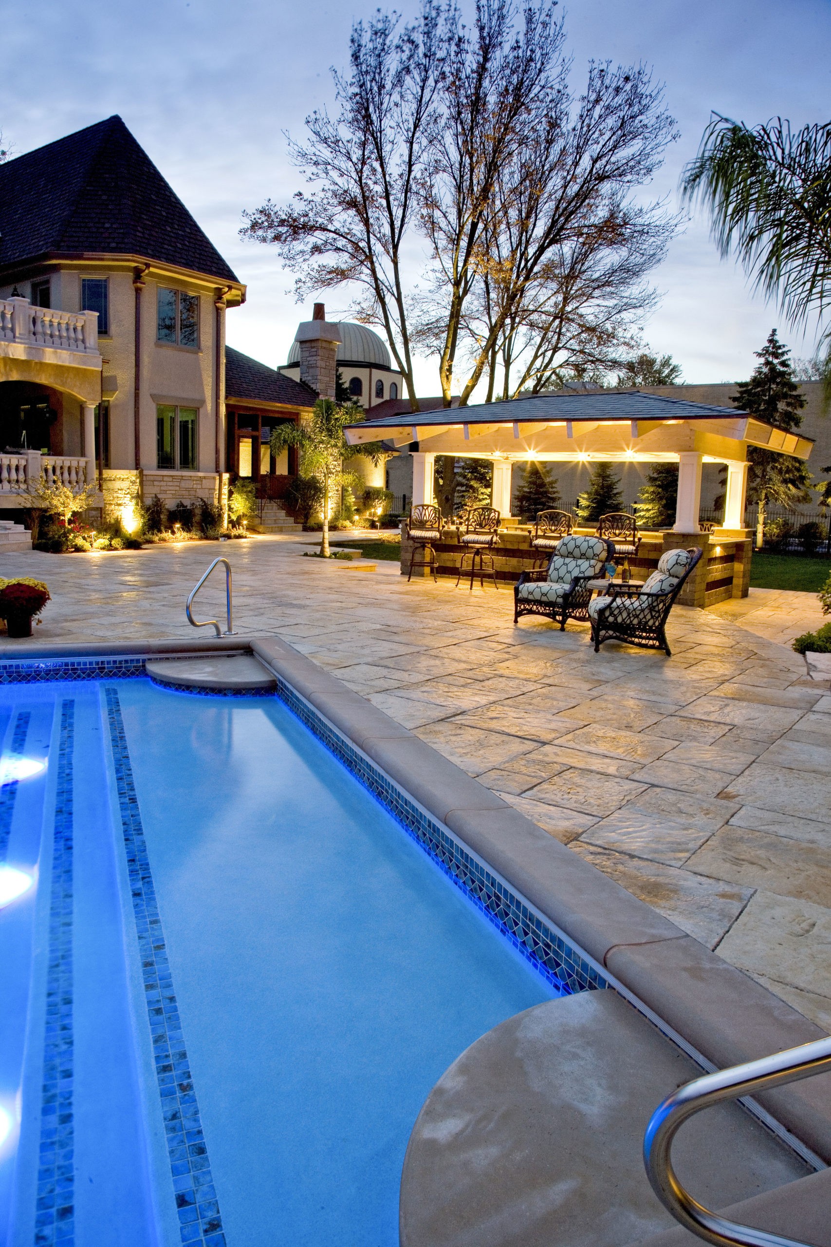 Unilock Yorkstone Patio and Pool Deck with Outdoor Island - Best Price ...